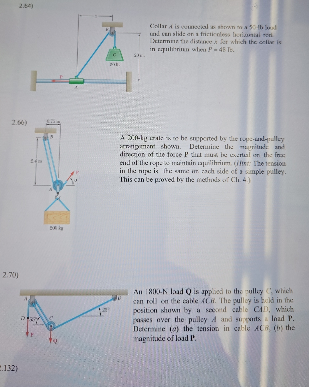 Solved Collar A ﻿is connected as shown to a 50-lb ﻿load and | Chegg.com