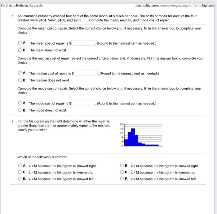 Solved 6. An insurance company crashed four cars of the same | Chegg.com