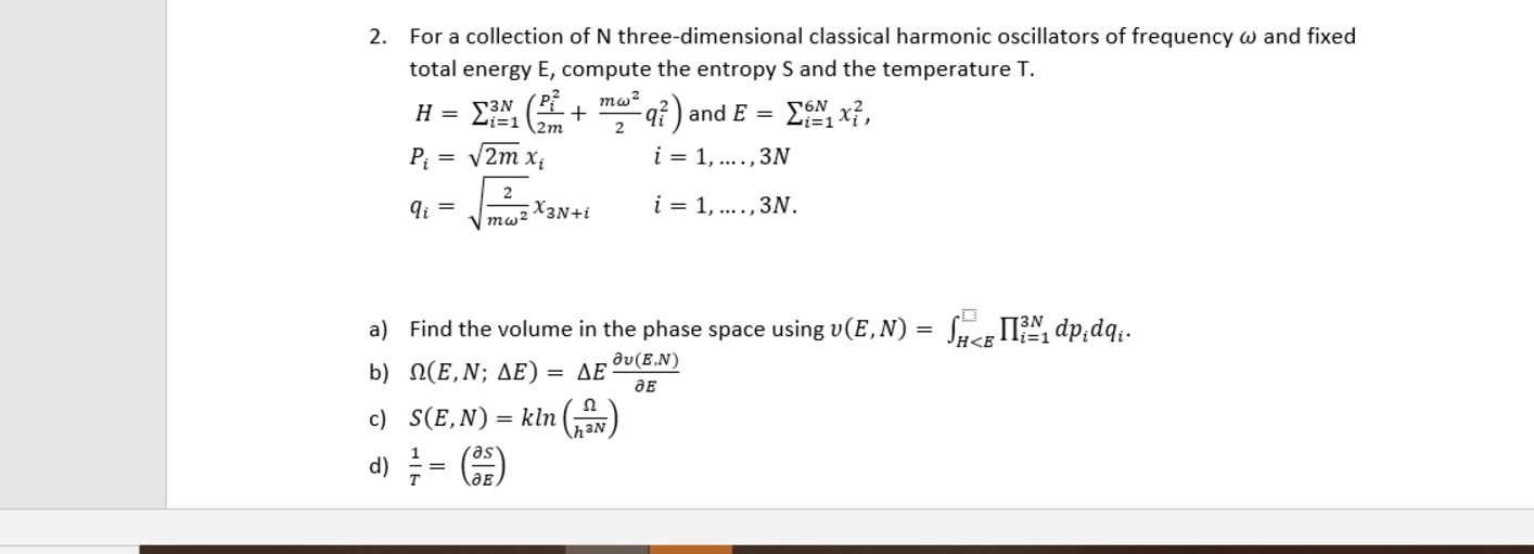Solved For a collection of N three-dimensional classical | Chegg.com