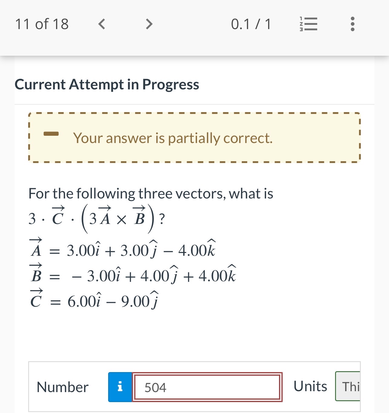Solved 11 ﻿of 180.11Current Attempt in ProgressYour answer | Chegg.com