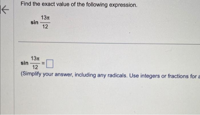 Solved Find the exact value of the following expression. | Chegg.com