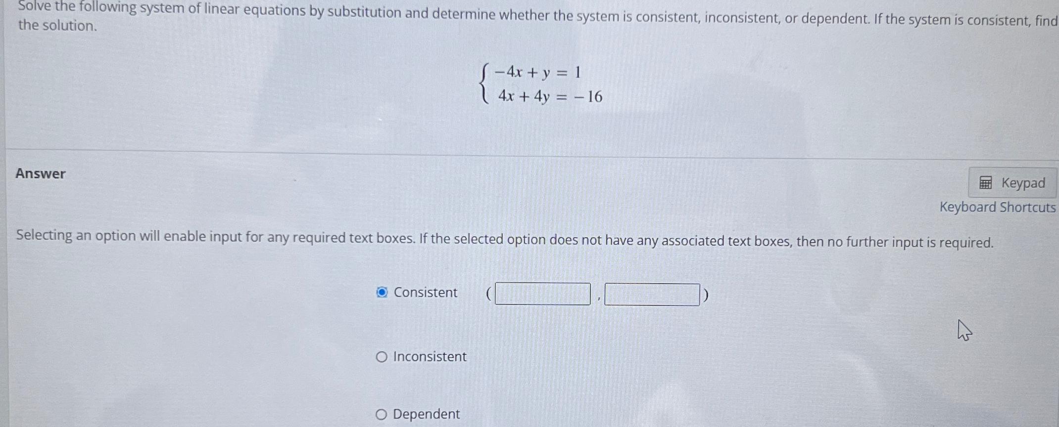 Solved Solve the following system of linear equations by | Chegg.com