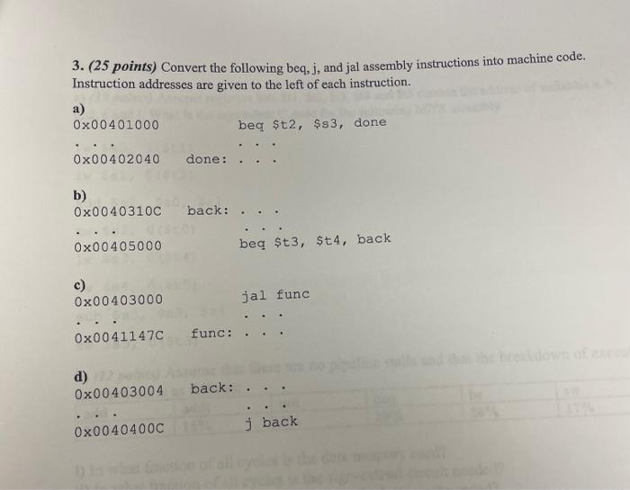 Solved 3. (25 points) Convert the following beq, j, and jal | Chegg.com Solved 3. (25 points) Convert the following beq, j, and jal | Chegg.com
