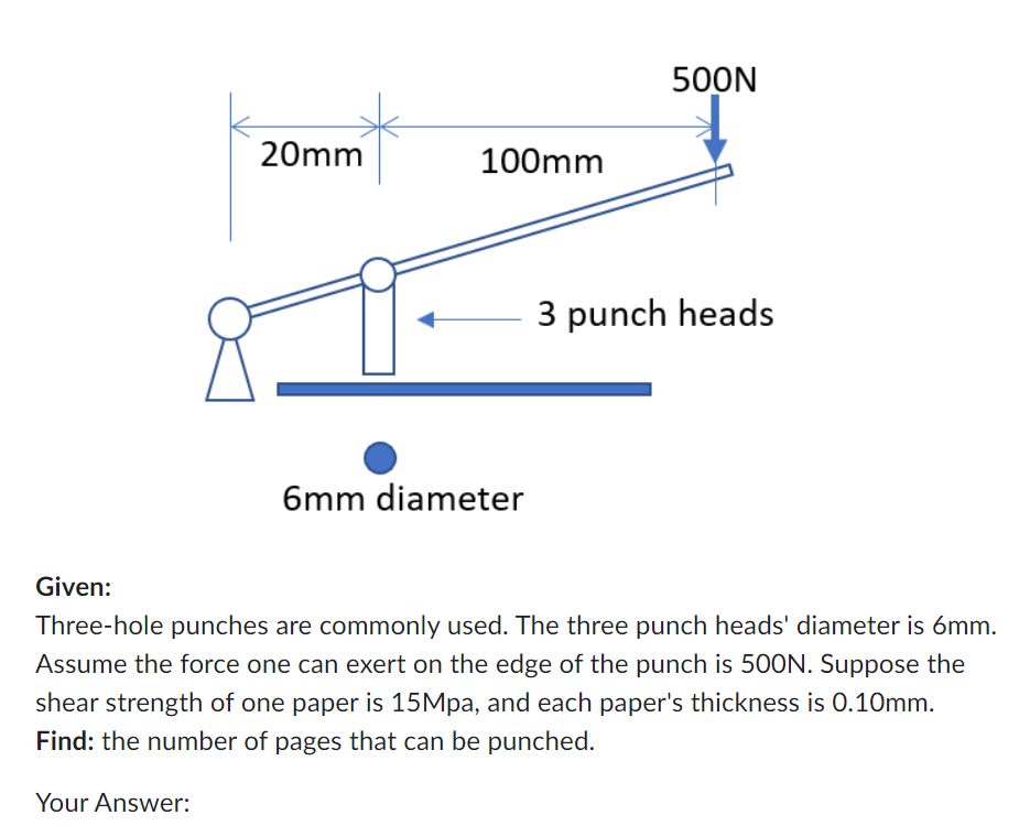 Solved Three-hole punches are commonly used. The three punch | Chegg.com