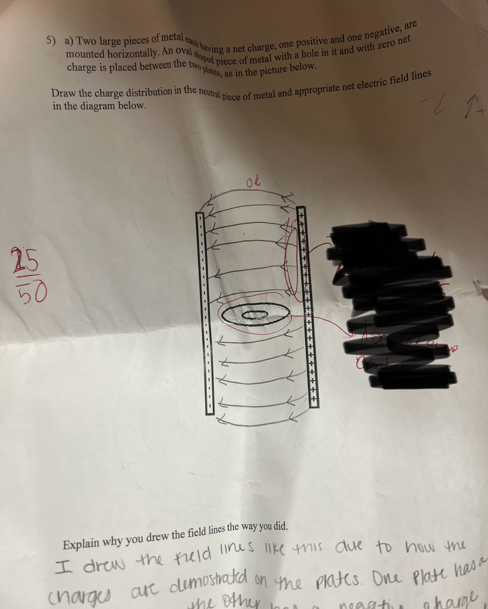 Solved a) ﻿Two large pieces of metal each ﻿having a net | Chegg.com