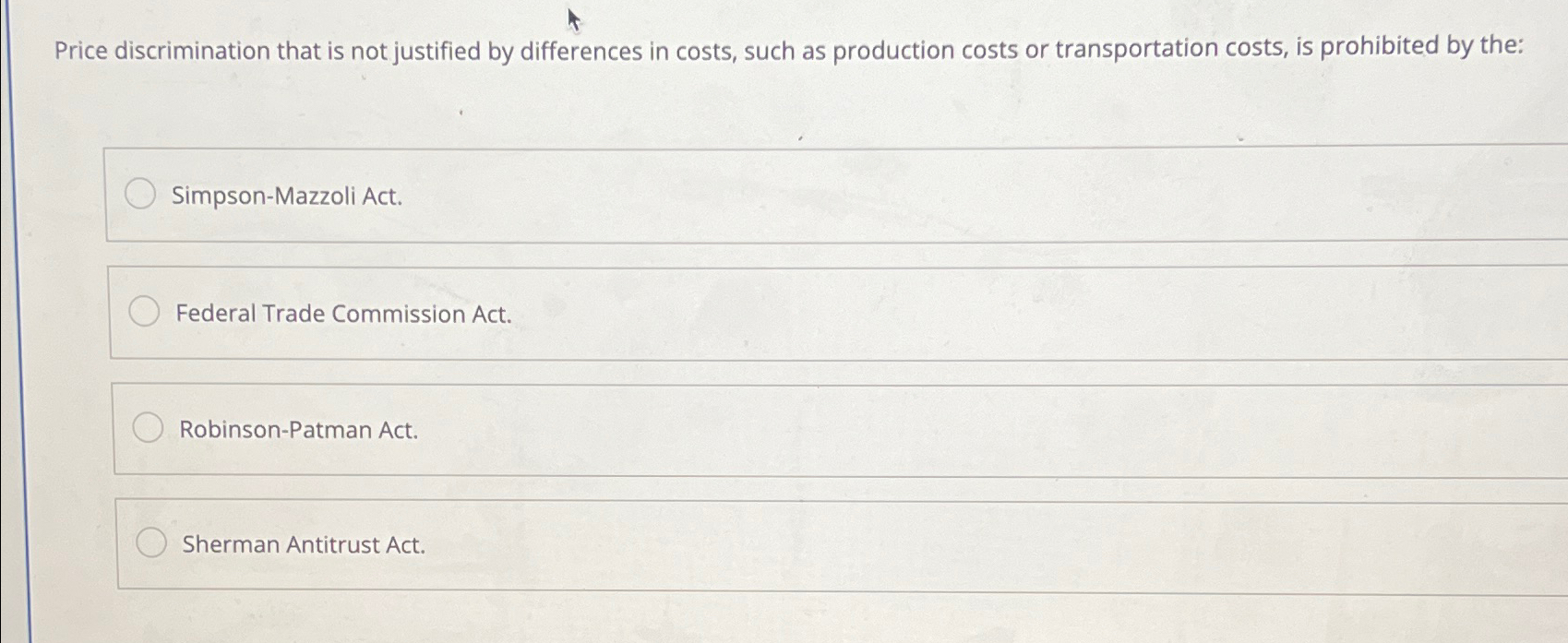 Solved Price discrimination that is not justified by | Chegg.com