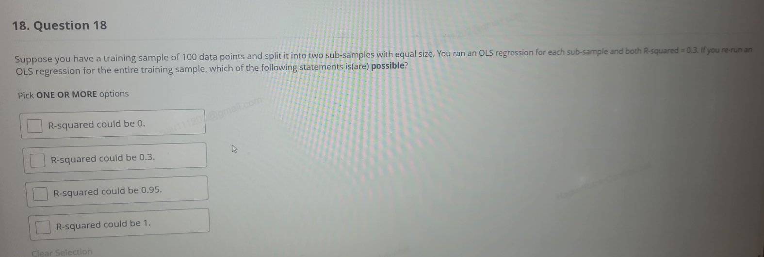 Solved 18. ﻿Question 18Suppose you have a training sample of | Chegg.com