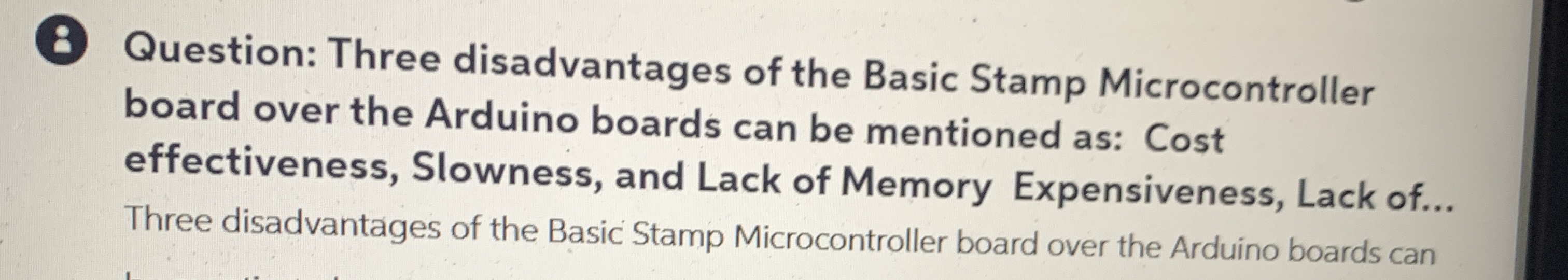 Solved (8) ﻿Question: Three disadvantages of the Basic Stamp | Chegg.com