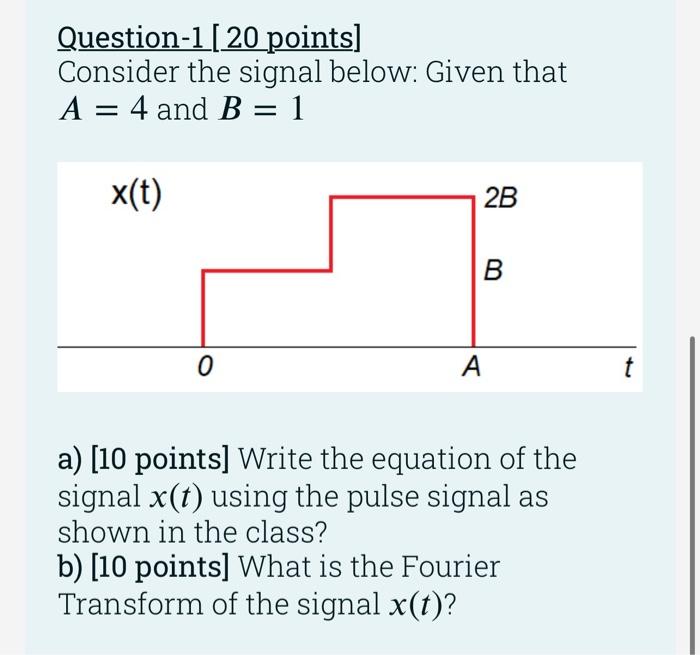 Solved Question-1 [20 points] Consider the signal below: | Chegg.com