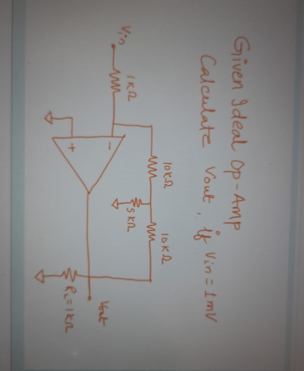 Solved Given Ideal Op-Amp Calculate Vout is Vin= 1 mv lokh | Chegg.com