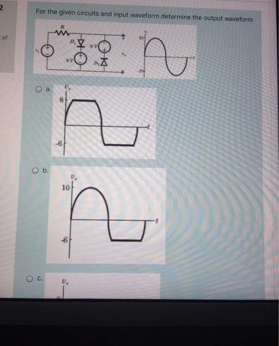 Solved 2 For the given circuits and input waveform determine | Chegg.com