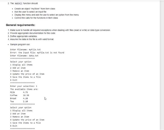Solved Write a Python program that manages a store with the | Chegg.com