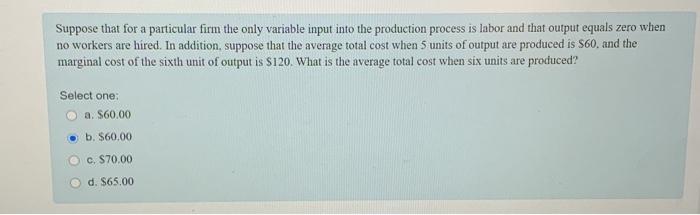 Solved Suppose that for a particular firm the only variable | Chegg.com