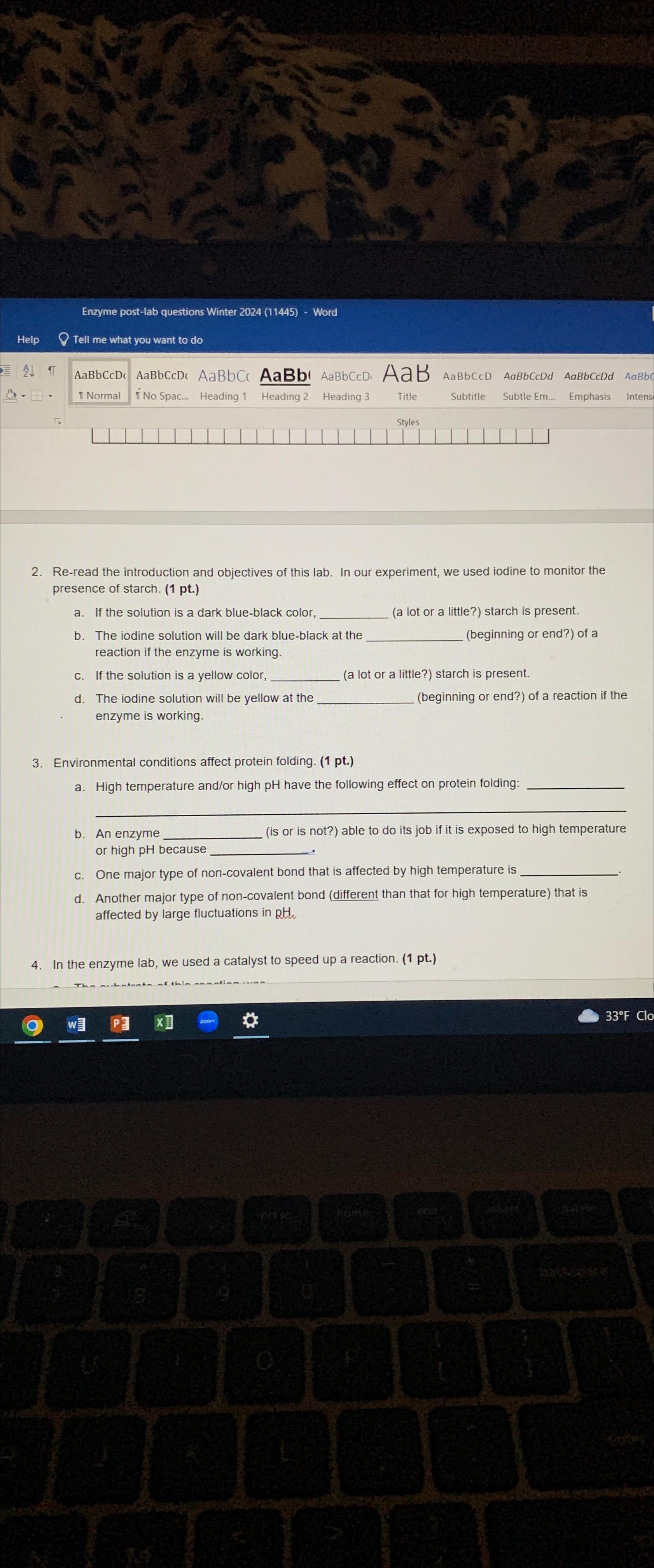 Solved Enzyme post-lab questions Winter 2024 (11445) - | Chegg.com