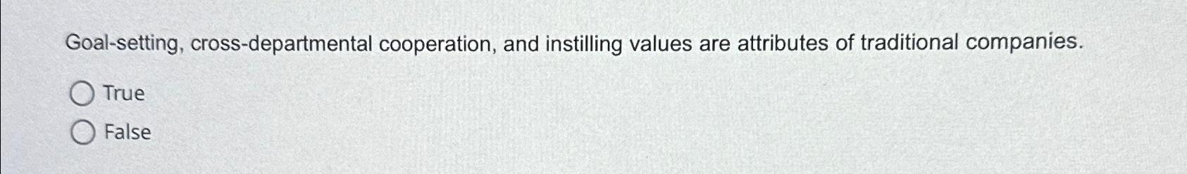 Solved Goal-setting, cross-departmental cooperation, and | Chegg.com