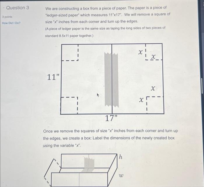 Solved We are constructing a box from a piece of paper. The | Chegg.com