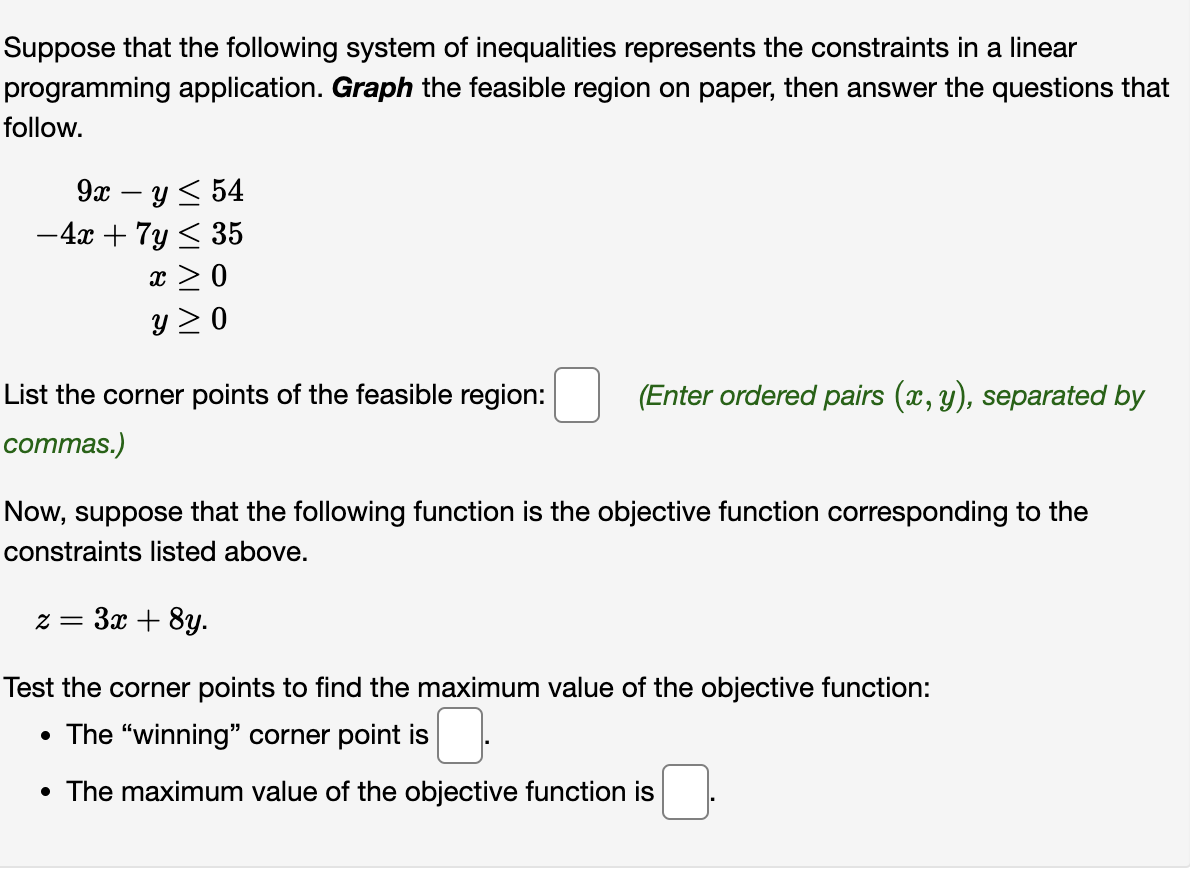 Solved Suppose that the following system of inequalities | Chegg.com