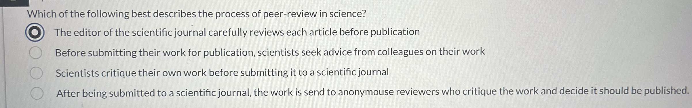 Solved Which of the following best describes the process of | Chegg.com