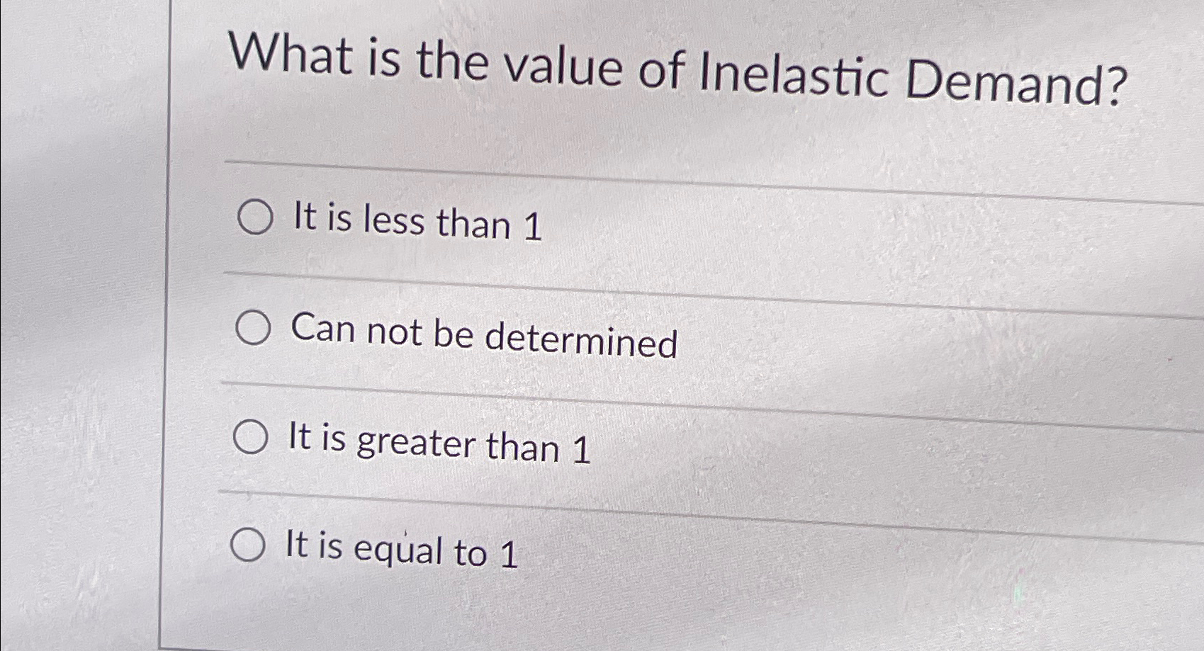 What is the value of Inelastic Demand?It is less than | Chegg.com