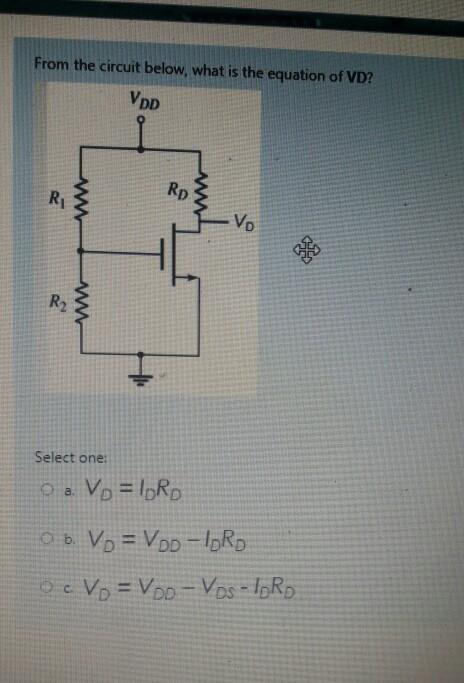 Solved What is the equation of VGS from the given MOSFET | Chegg.com