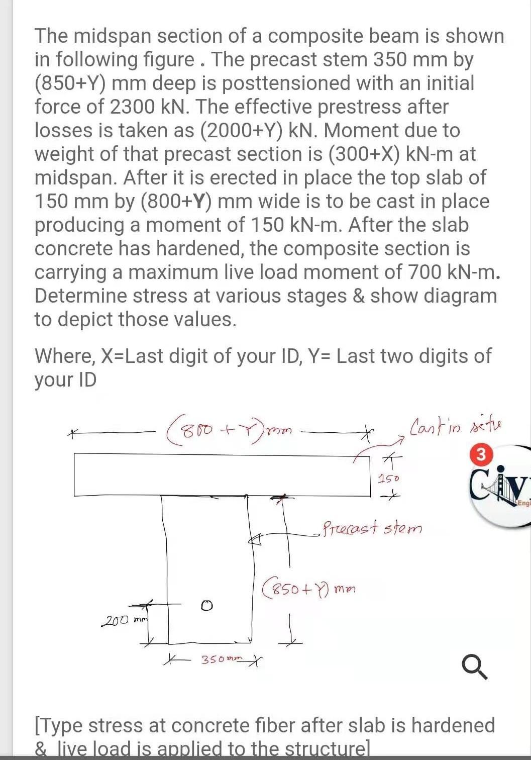 Solved The midspan section of a composite beam is shown in | Chegg.com