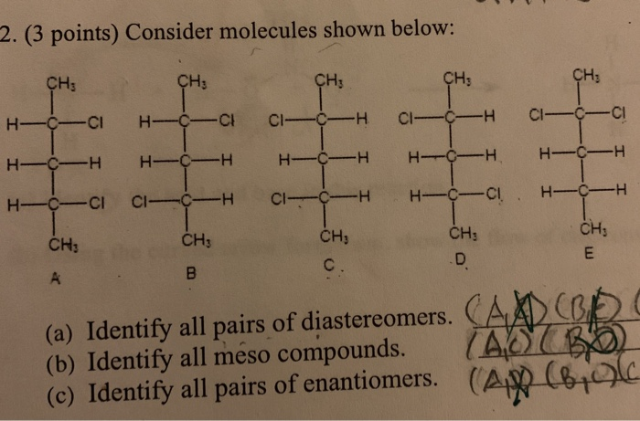 Solved 2. (3 points) Consider molecules shown below: CH3 CHs | Chegg.com