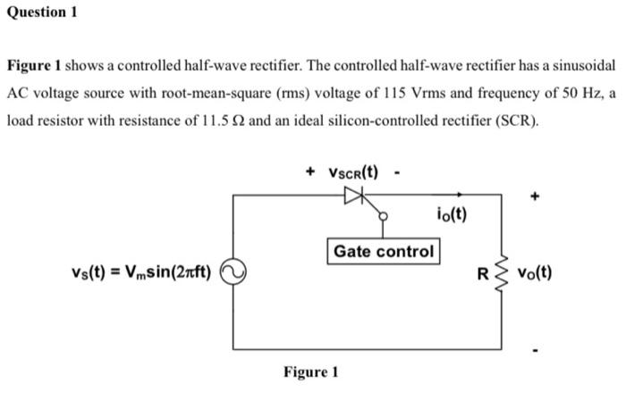Solved Question 1 Figure 1 shows a controlled half-wave | Chegg.com