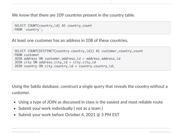 Solved We know that there are 109 countries present in the | Chegg.com