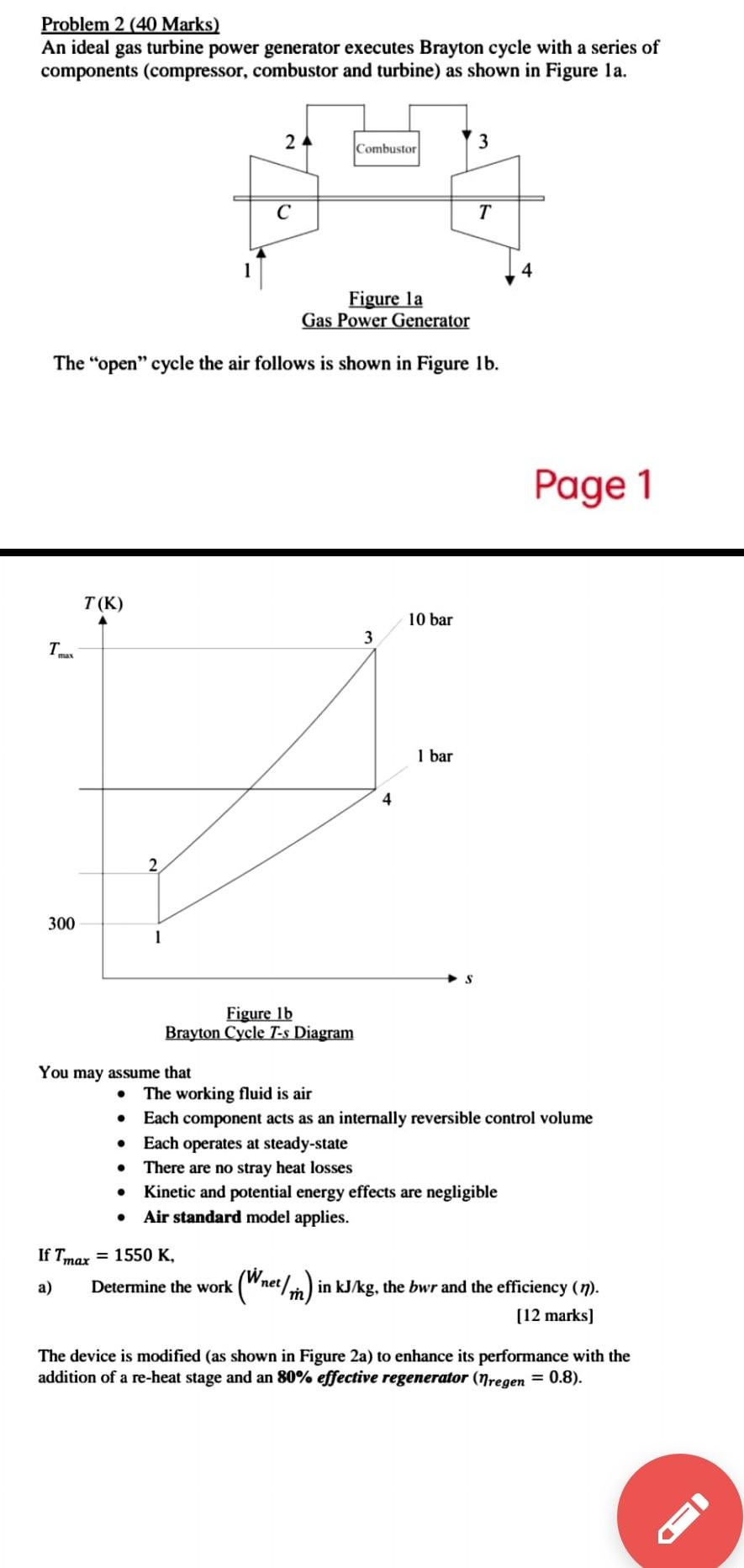 The air now follows the modified cycle shown in | Chegg.com