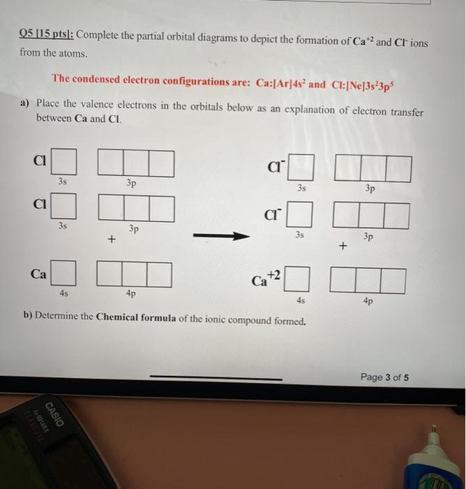 Solved Q5 115 pts): Complete the partial orbital diagrams to | Chegg.com
