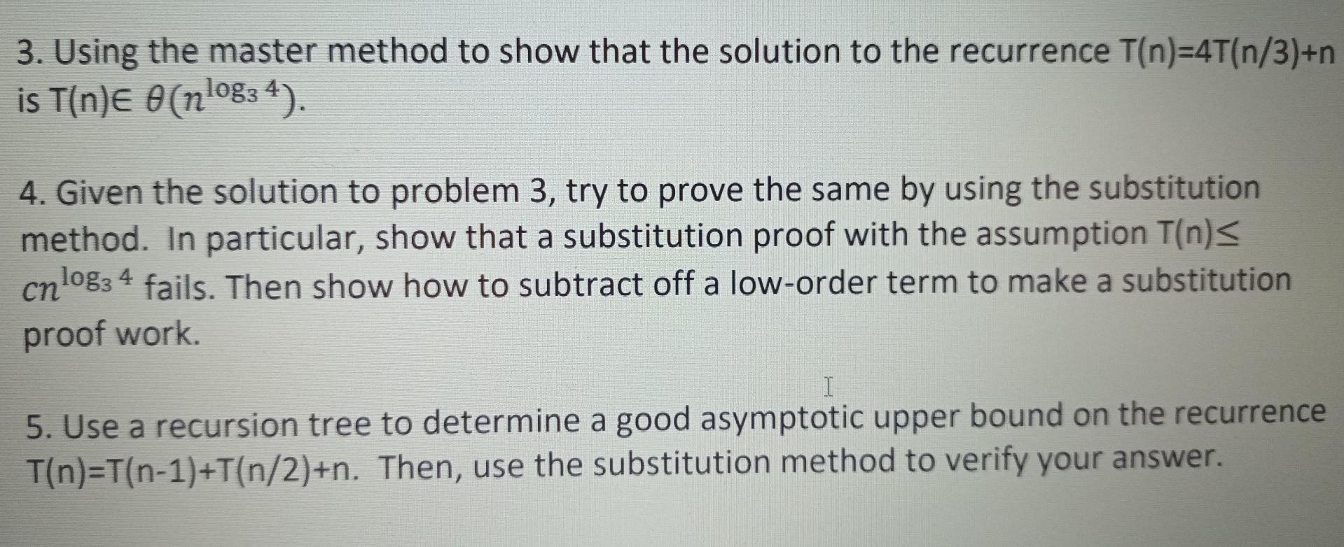 Solved 3. Using the master method to show that the solution | Chegg.com