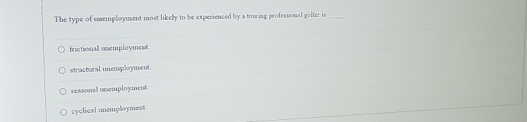 Solved The type of unemployment most likely to be | Chegg.com