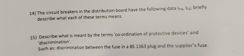 Solved The circuit breakers in the distribution board have | Chegg.com