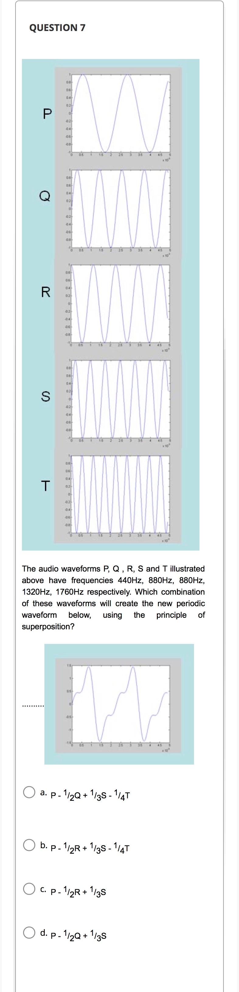 Solved The audio waveforms P, ﻿Q, ﻿R, ﻿S and T illustrated | Chegg.com