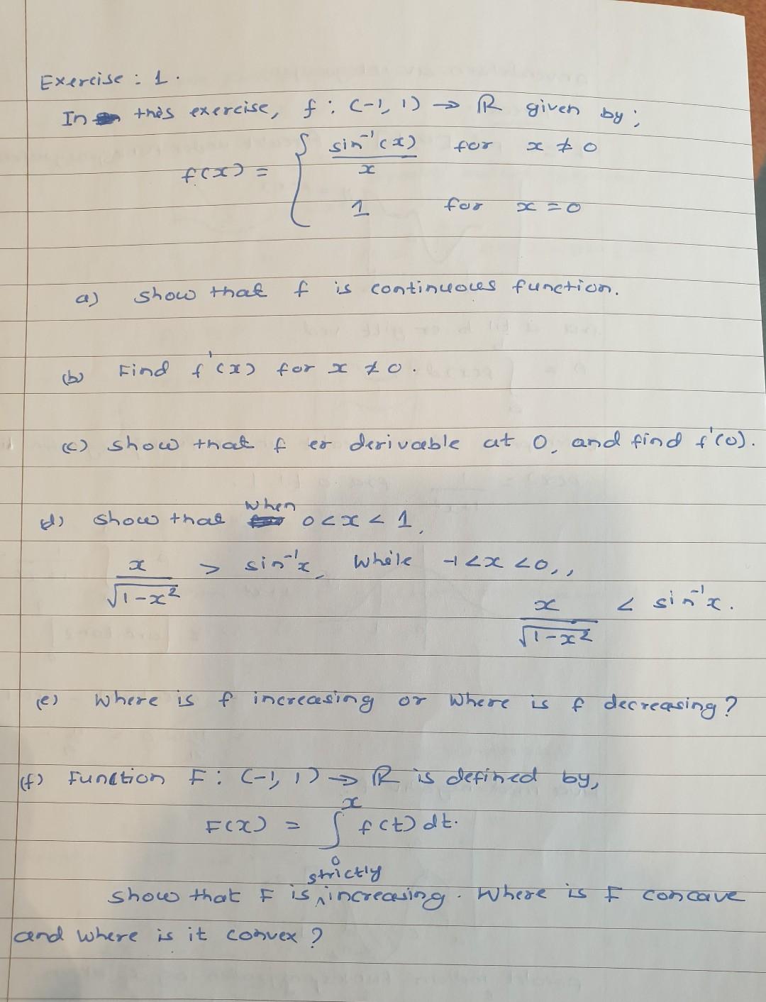 Solved Exercise: 1 . In thes exercise, f:(-1,1) 》R given by: | Chegg.com