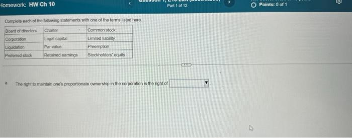 Solved Complete each of the following statements with one of | Chegg.com