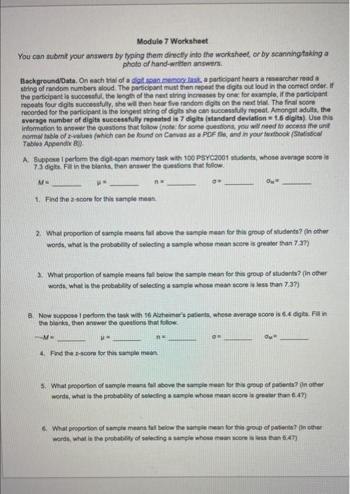 Solved Module 7 Worksheet You can submit your answers by | Chegg.com