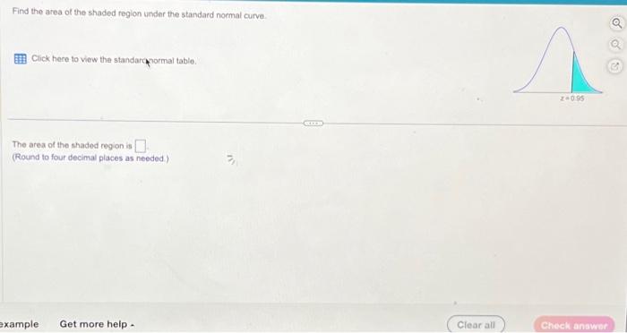 Solved Find the area of the shaded region under the standard | Chegg.com