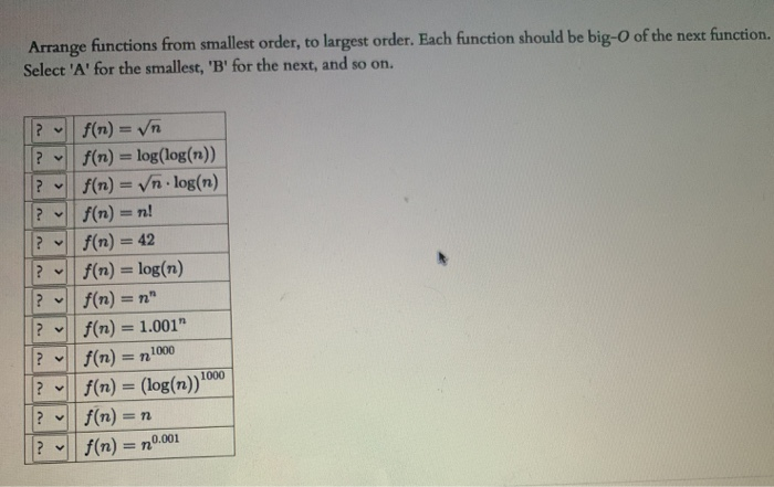 Solved Arrange Functions From Smallest Order To Largest 8869