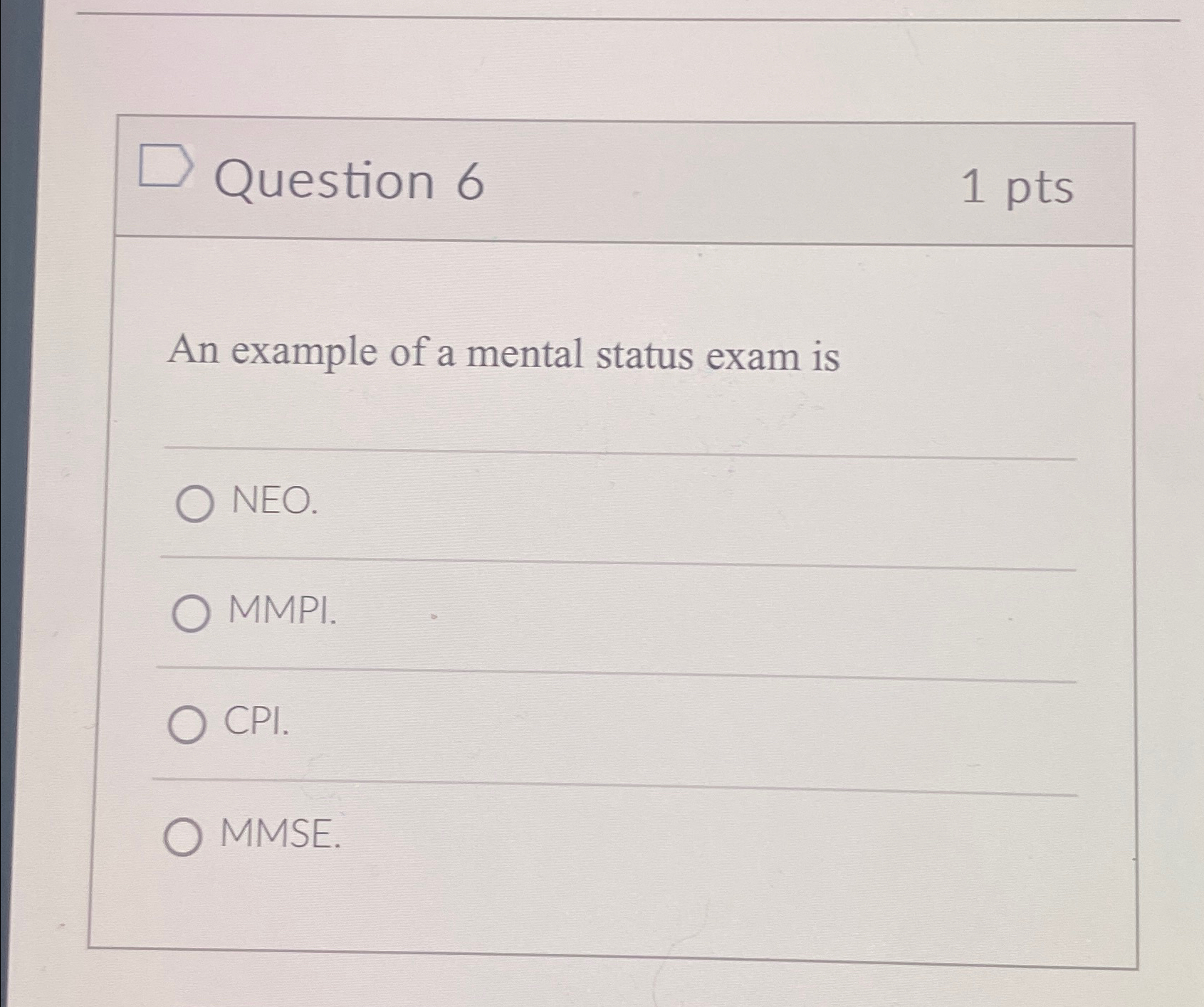 Solved Question 61ptsAn example of a mental status exam | Chegg.com