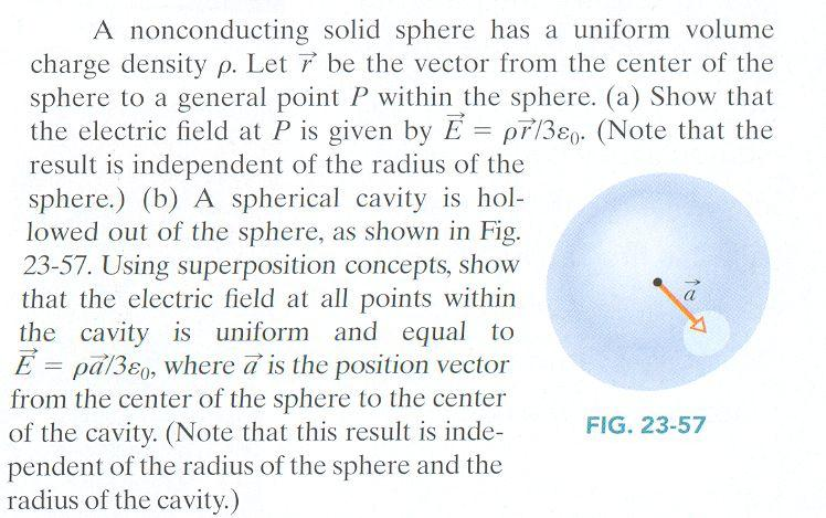 Solved A nonconducting solid sphere has a uniform volume | Chegg.com