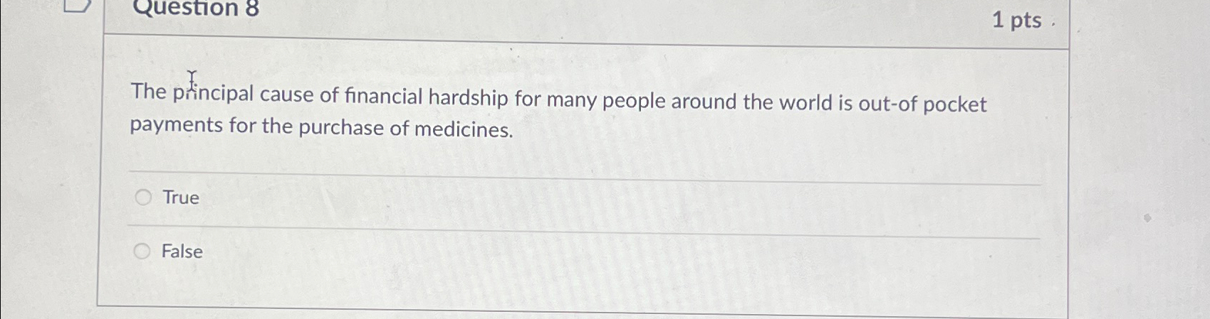 Solved 1pts.The pincipal cause of financial hardship for | Chegg.com