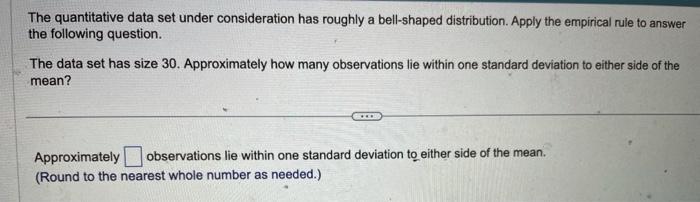 Solved The quantitative data set under consideration has | Chegg.com