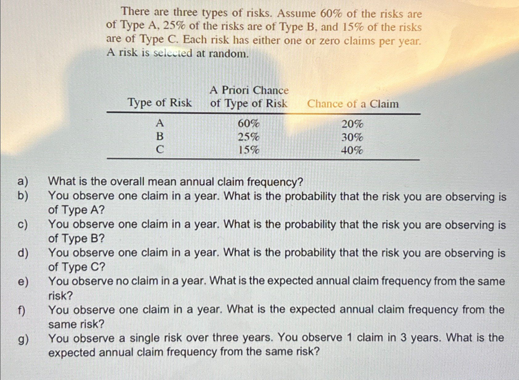 Solved There are three types of risks. Assume 60% ﻿of the | Chegg.com