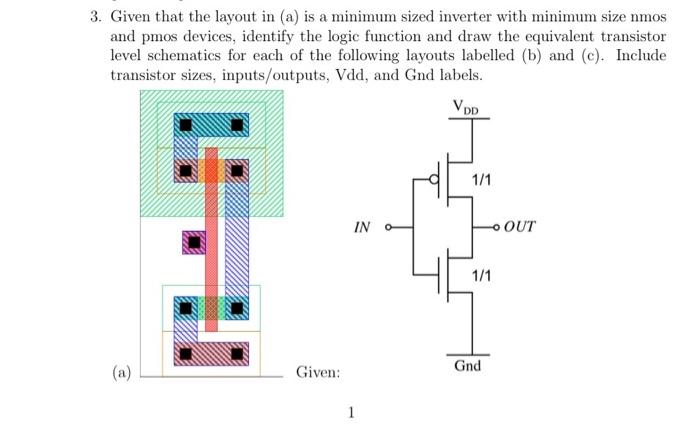 Solved 3. Given that the layout in (a) is a minimum sized | Chegg.com