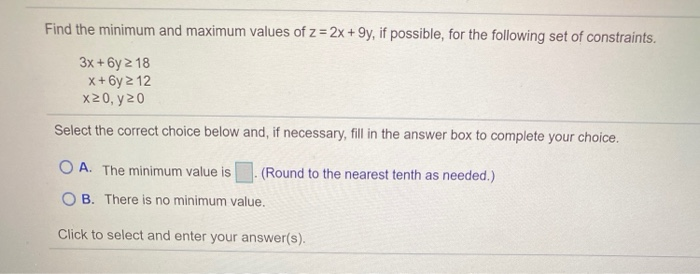 Solved Find the minimum and maximum values of z = 2X + 9y, | Chegg.com