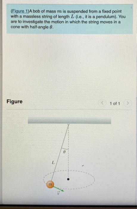 Solved (Figure 1)A bob of mass m is suspended from a fixed | Chegg.com