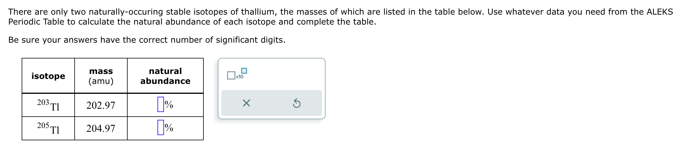 Solved There are only two naturally-occuring stable isotopes | Chegg.com