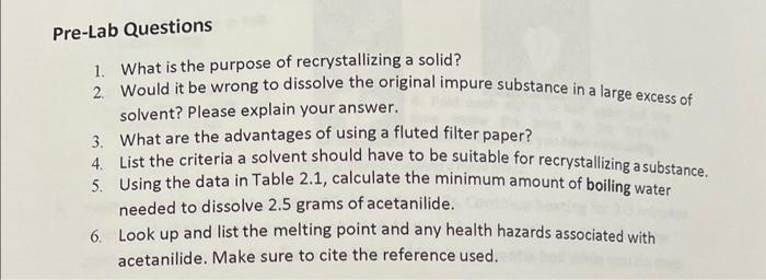 Solved Pre-Lab Questions 1. What is the purpose of | Chegg.com