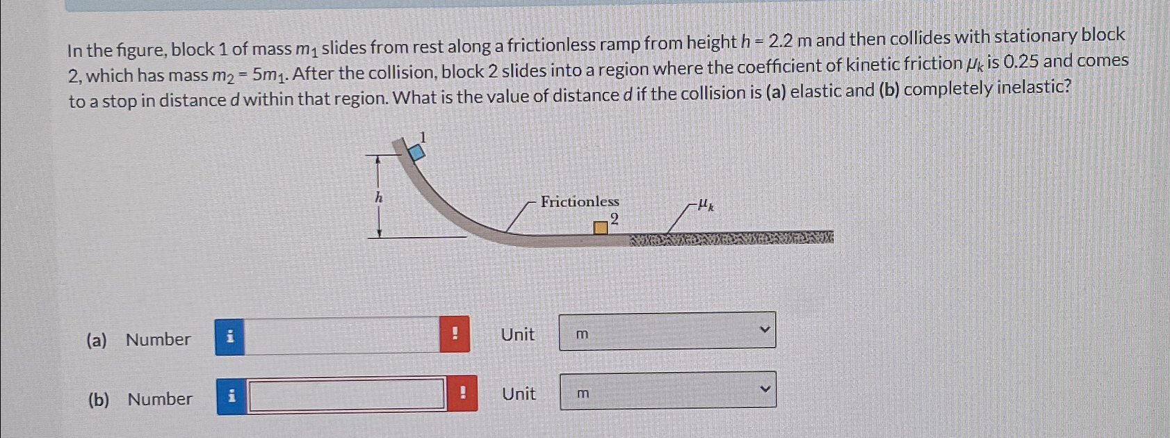 Solved In the figure, block 1 ﻿of mass m1 ﻿slides from rest | Chegg.com